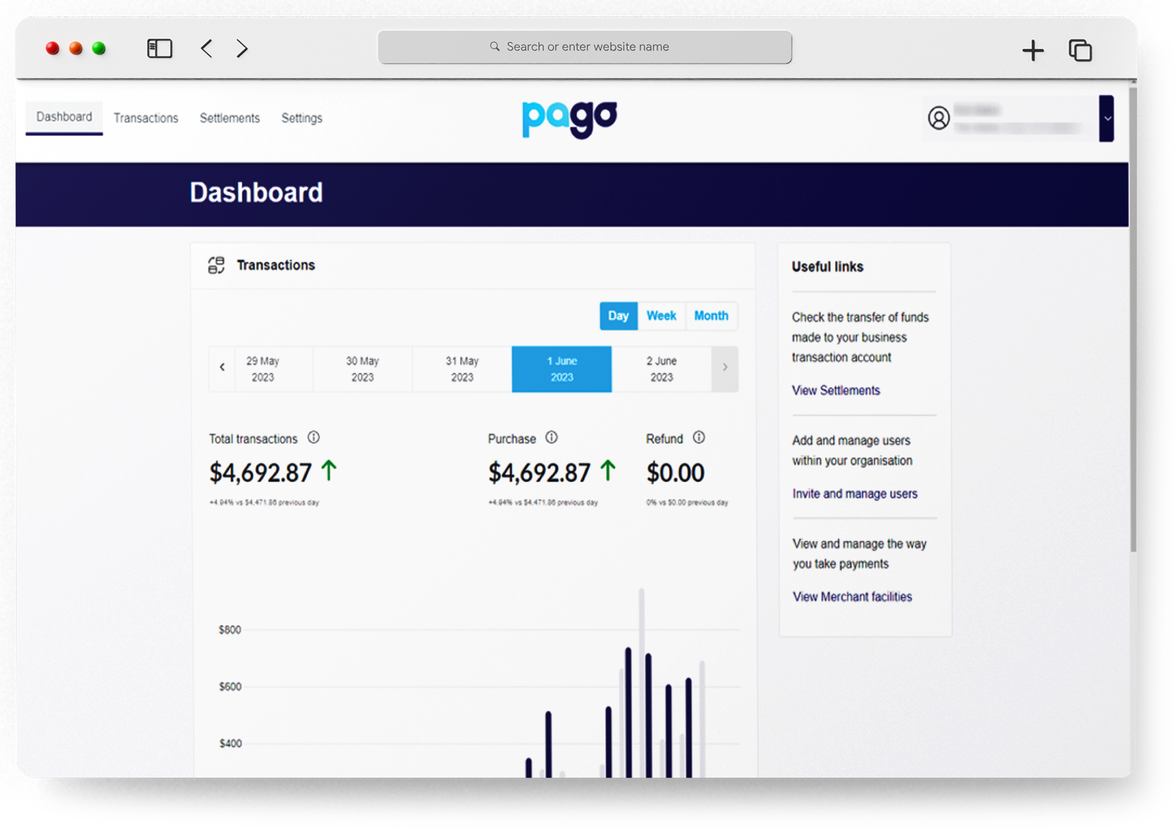 Pago Dashboard | Pago Eftpos